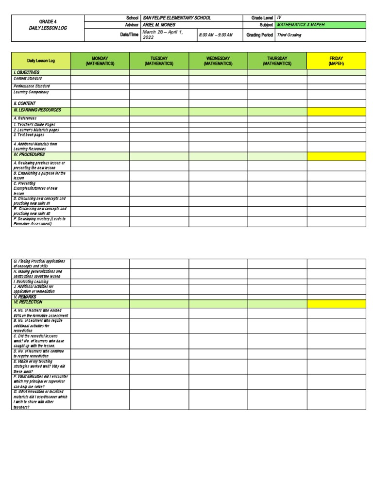 Grade 4 DLL Week 2 | PDF | Learning | Education Theory