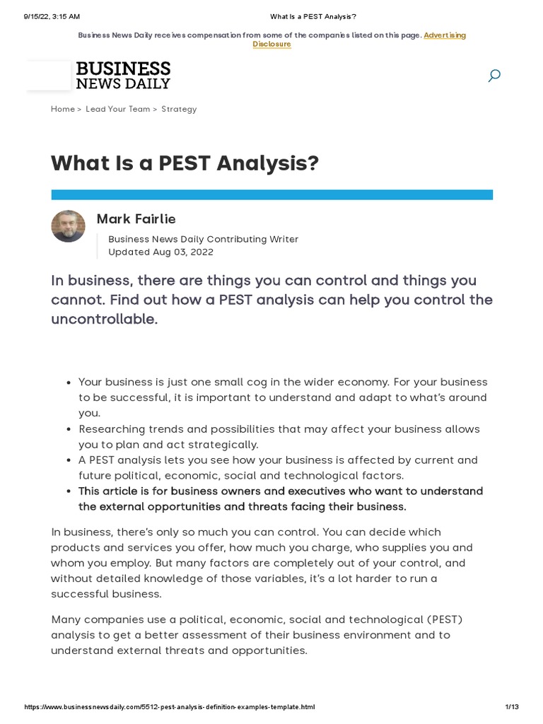 What Is A PEST Analysis | PDF | Cost Of Living | Inflation