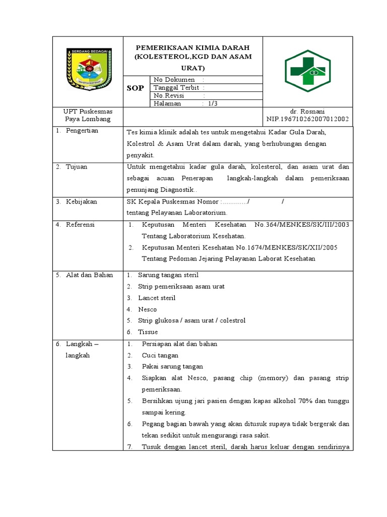 Spo Pemeriksaan Kimia Darah Pdf