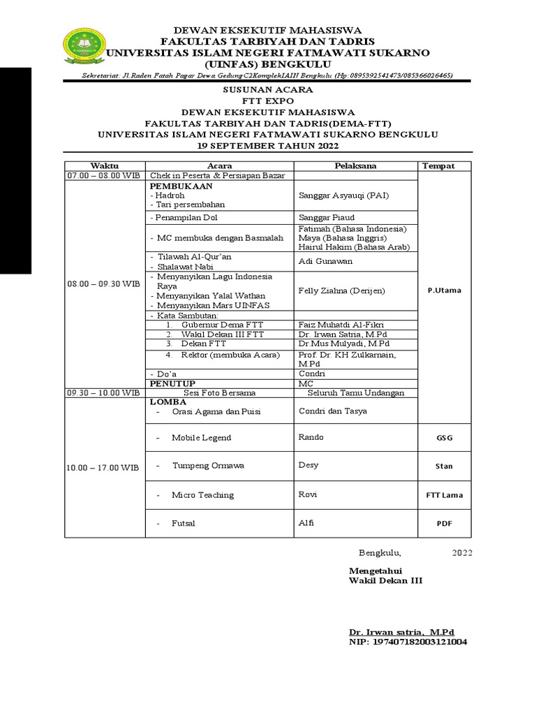 Susunan Acara FTT Expo | PDF