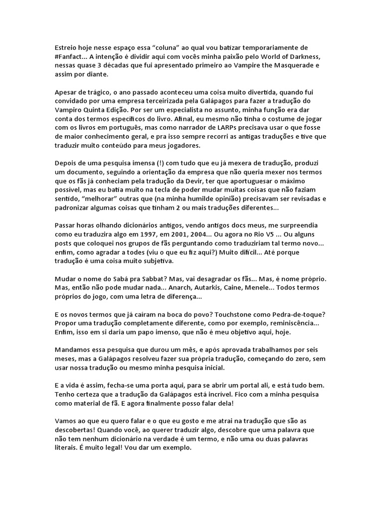 Fan Fact 1 | PDF | Traduções