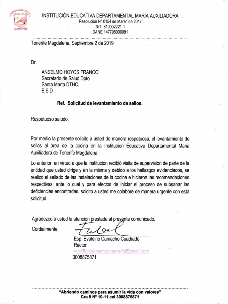 Solicitud Levantamiento de Sellos | PDF