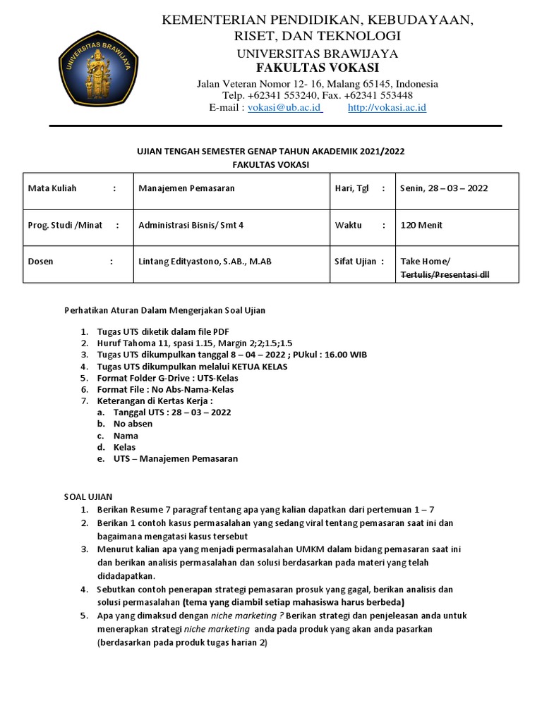 KOP SOAL UTS Genap 2021 18 Maret 2022 | PDF