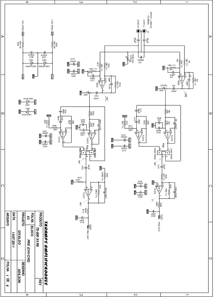 Esquema Amplificador Taramps TS-600 X4 R6 | PDF