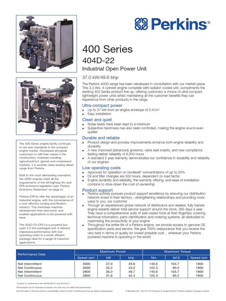 Perkins 400 Series 404D-22 | PDF | Internal Combustion Engine ...