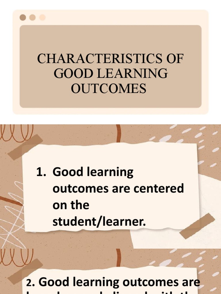 Characteristics of Effective Learning Outcomes | PDF