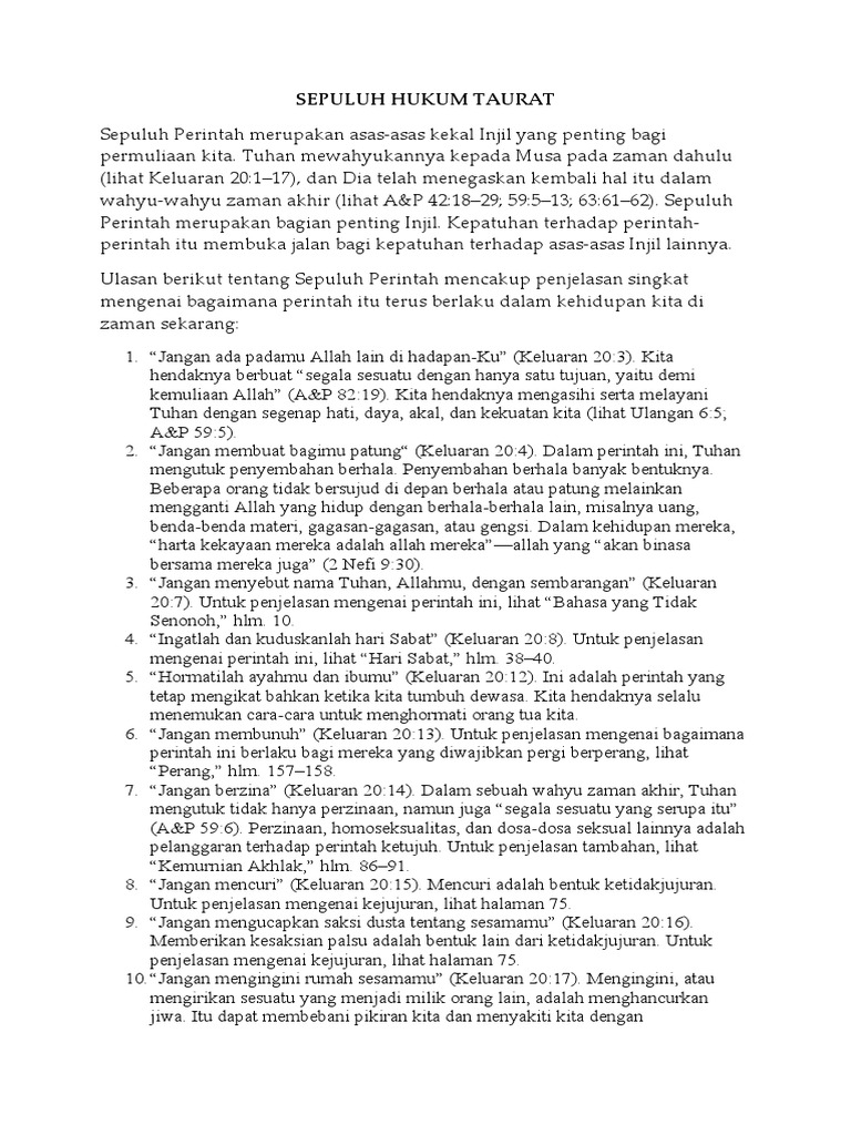 Sepuluh Perintah Tuhan | PDF