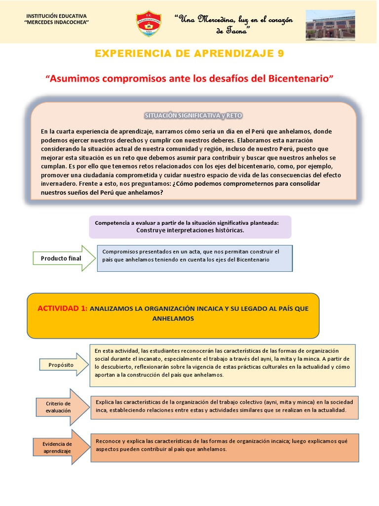 Exper. 9 - Actividad 1-1° | PDF | Imperio Inca