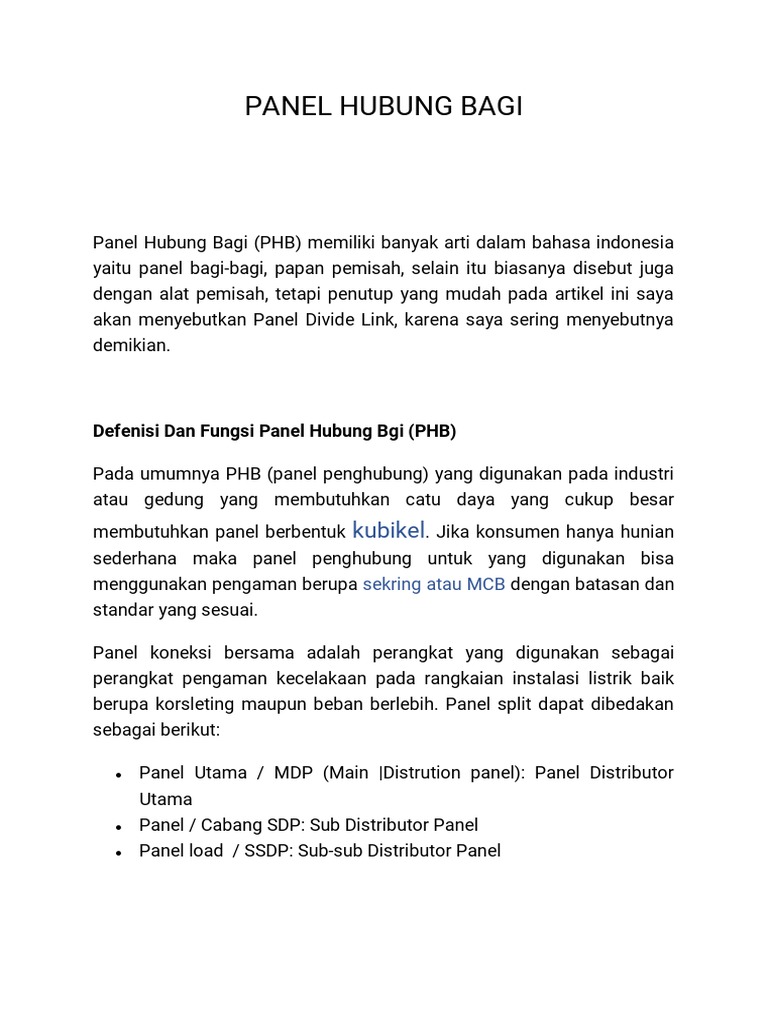 Panel Hubung Bagi | PDF
