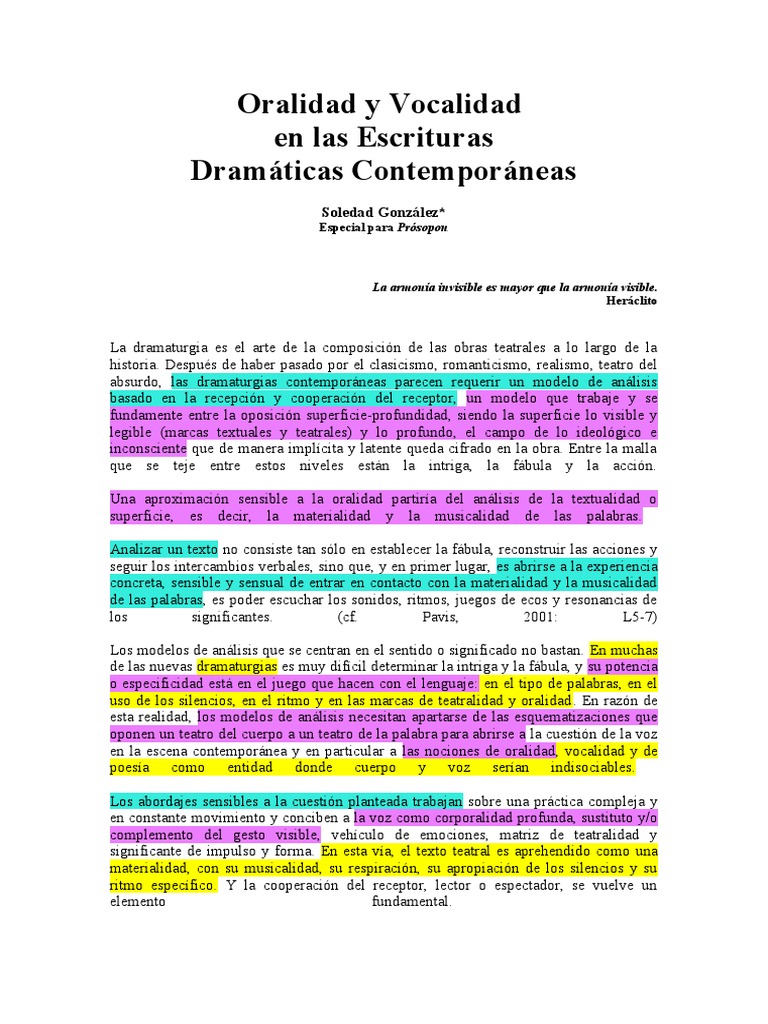 La importancia de la oralidad y la vocalidad en el análisis de las dramaturgias contemporáneas ...