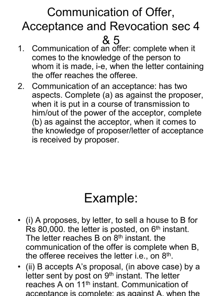 Communication of Offer, Acceptance and Revocation | PDF | Politics | Law