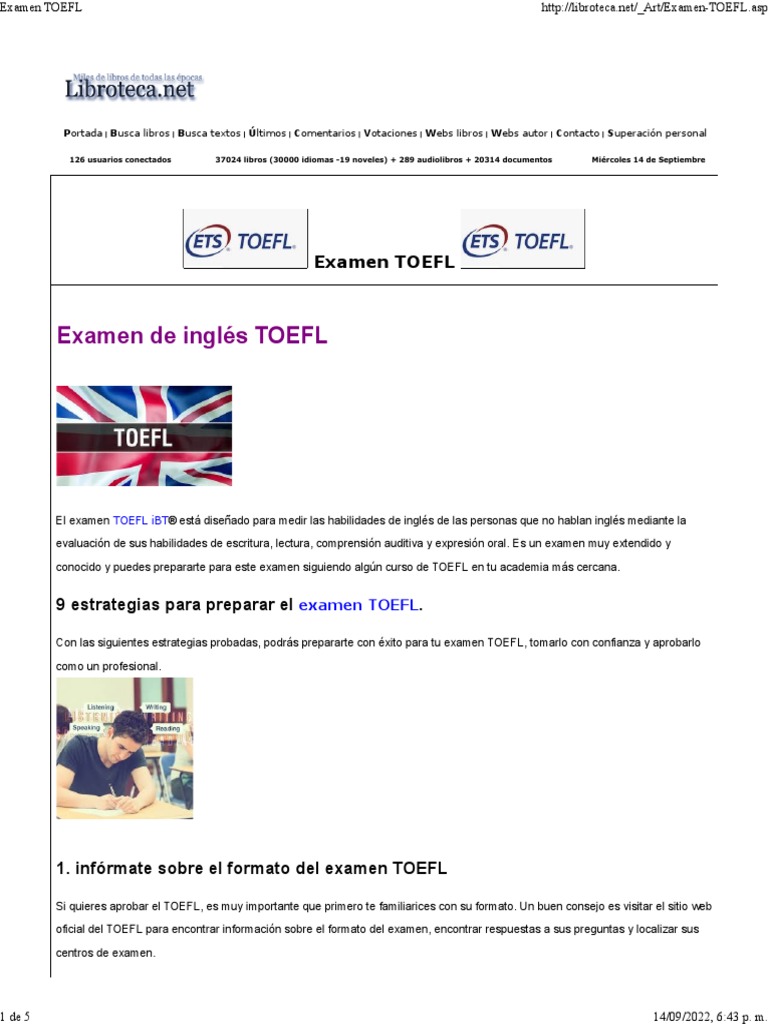 Examen TOEFL | PDF | Prueba (evaluación) | Podcast