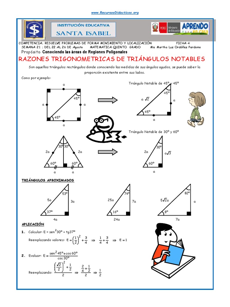 Razones Trigonométricas de Ángulos Notables para Quinto de Secundaria ...