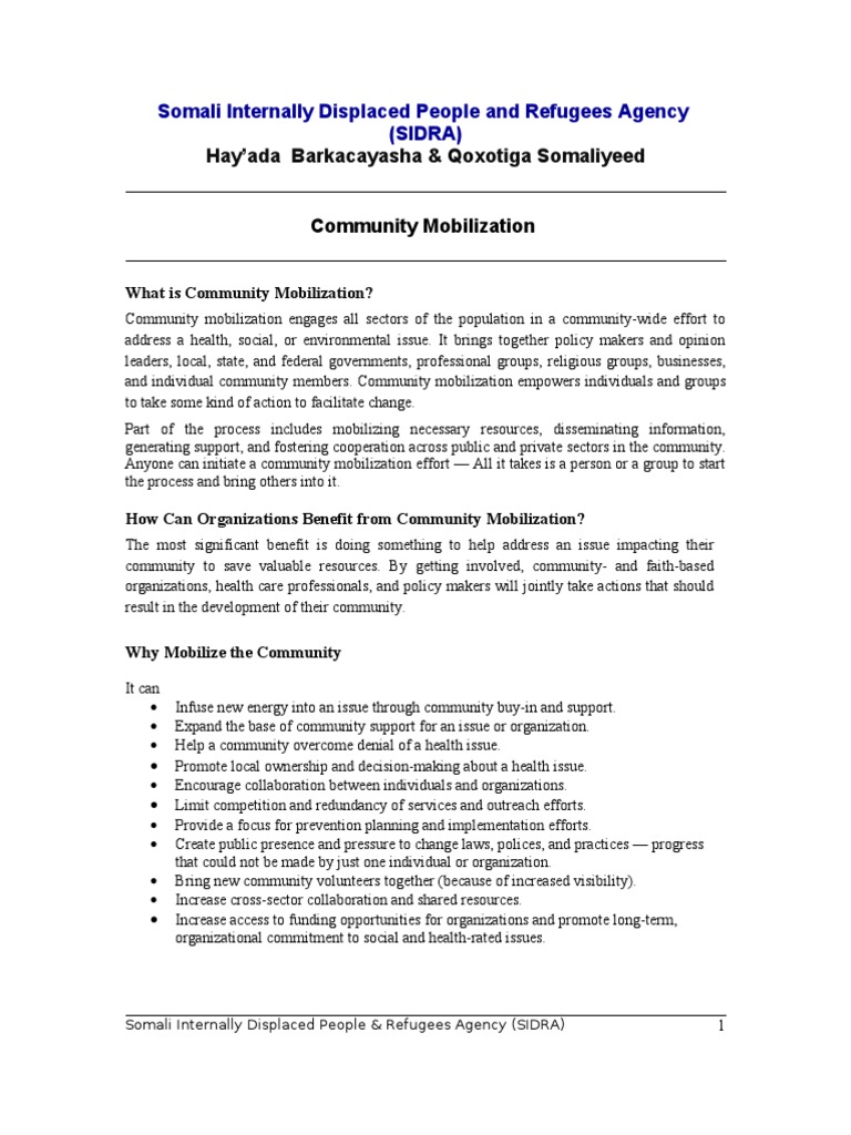 Community Mobilization | PDF | Community | Strategic Management
