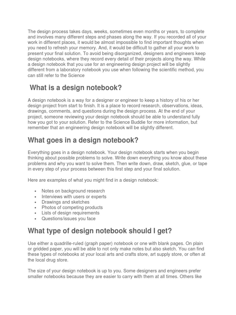 The Design Assiment | PDF | Notebook | Design