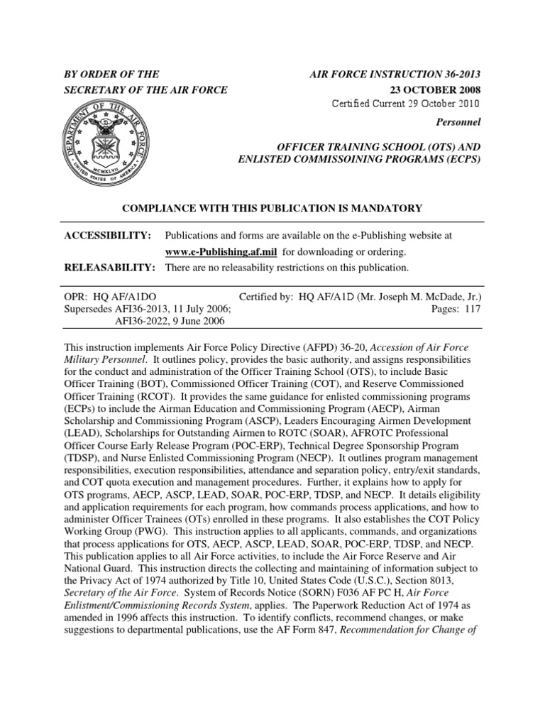 Afi36 2013 | PDF | United States Air Force | Officer (Armed Forces)