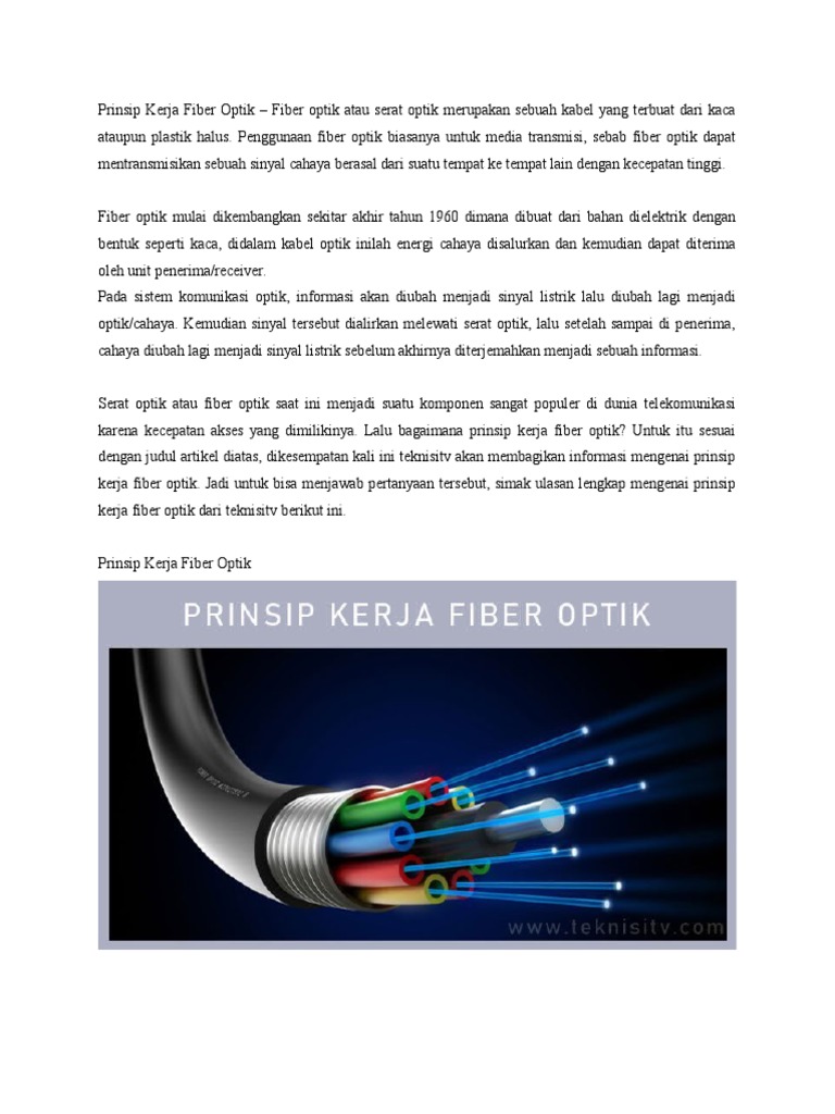 Prinsip Kerja Fiber Optik | PDF