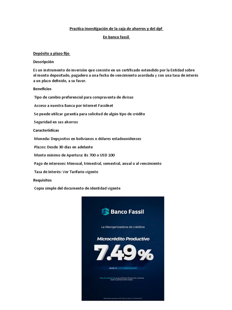 Practica Investigación de La Caja de Ahorros y Del DPF | PDF