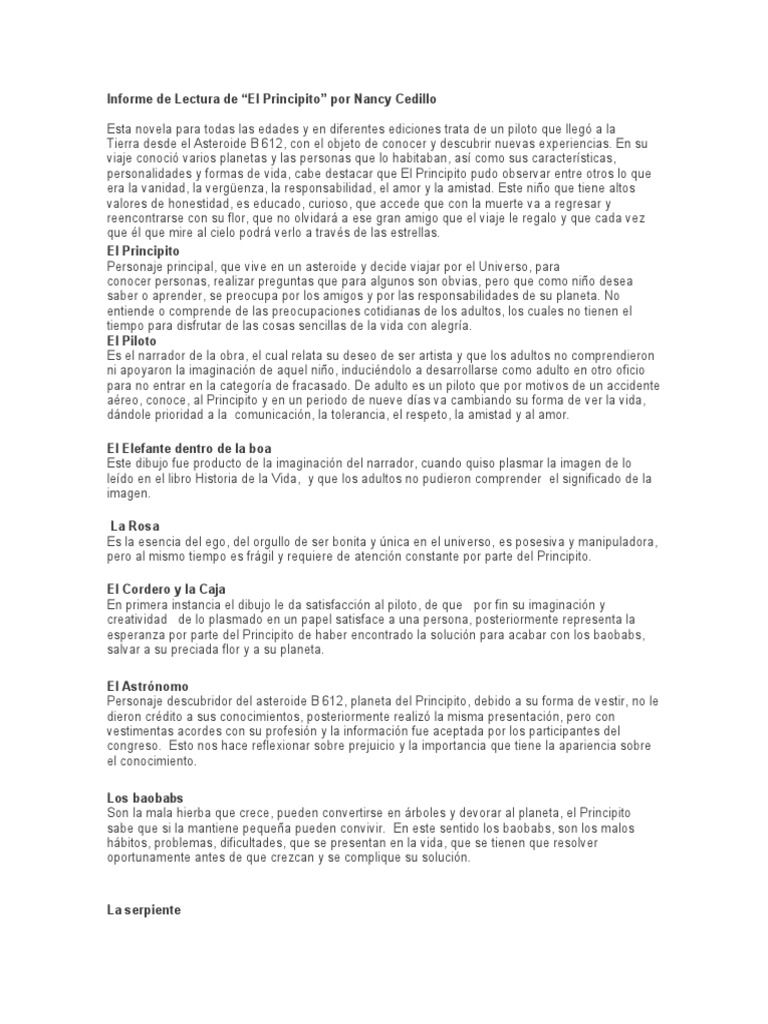 El Principito Resumen | PDF | El Principito