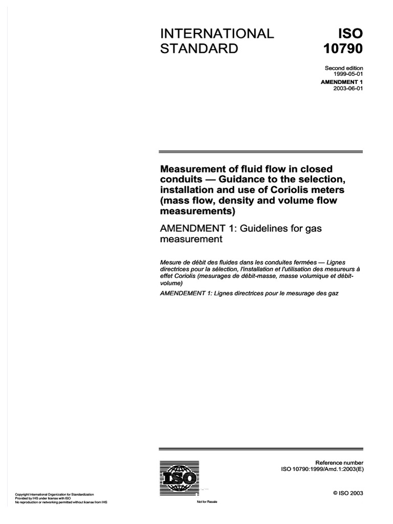 ISO 10790 Standard497 1pdf | PDF | Flow Measurement | Calibration