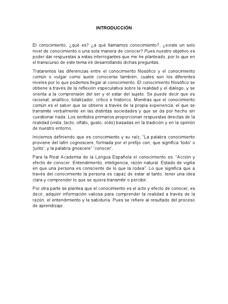 El Conocimiento | PDF | Conocimiento | Percepción