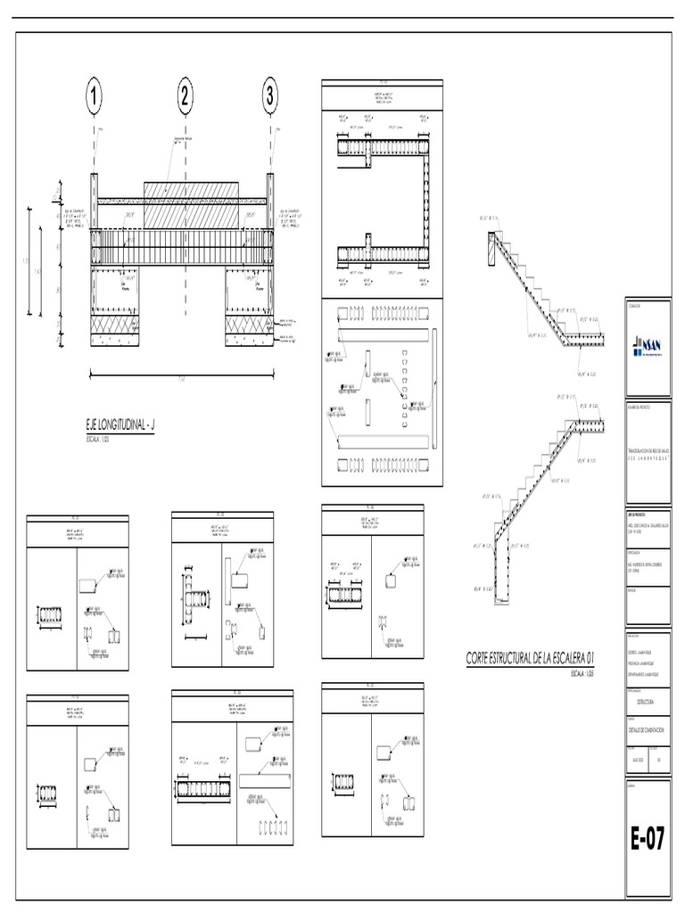 Corte Estructural de La Escalera 01: Eje Longitudinal - J | PDF