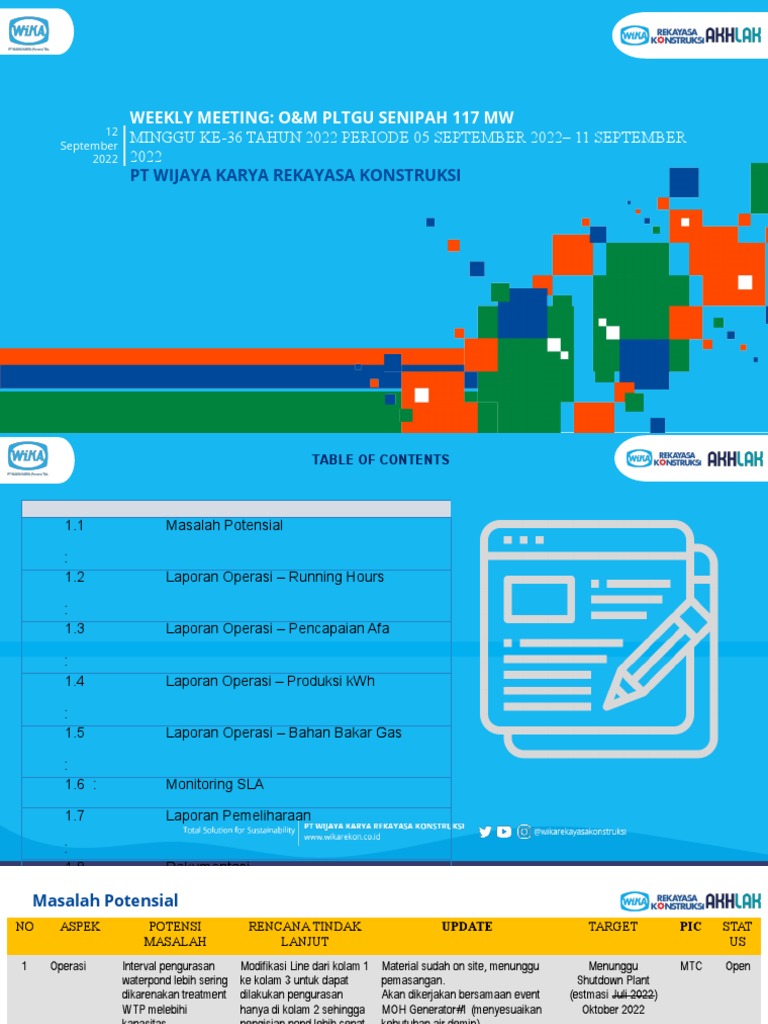 Report Kegiatan Proyek O&M Senipah 05 September 2022 - 11 September ...