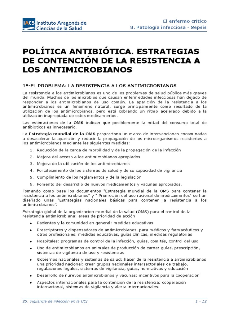 Estrategias para contener la resistencia a los antimicrobianos basadas en la vigilancia ...