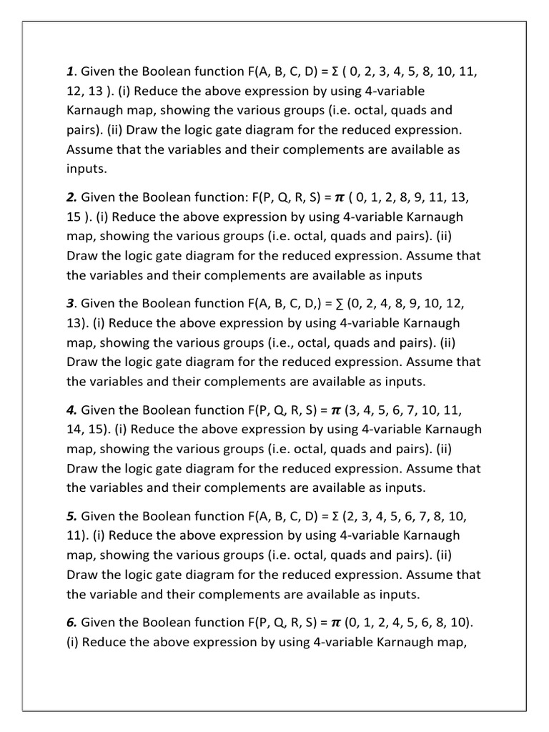 Question - Set (K-Map) | PDF | Teaching Mathematics | Boolean Algebra