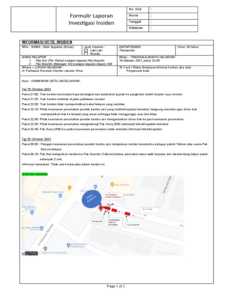 Contoh Laporan Investigasi Insiden | PDF