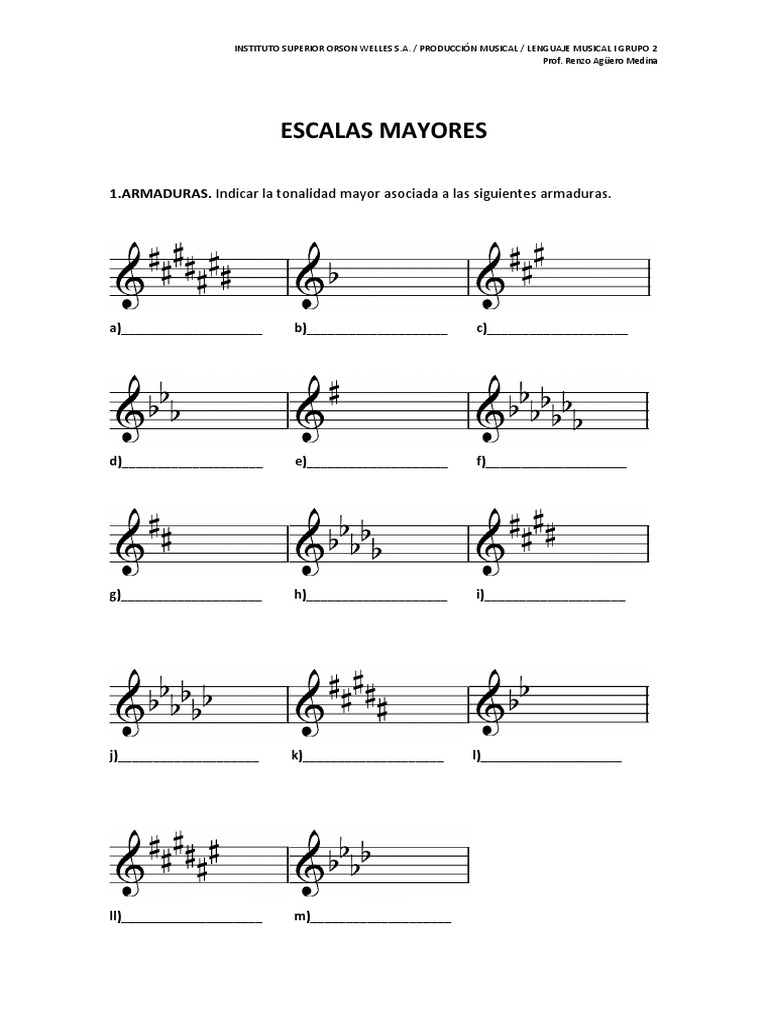 Escalas Mayores Ejercicios | PDF | Teoría musical | Elementos de la música