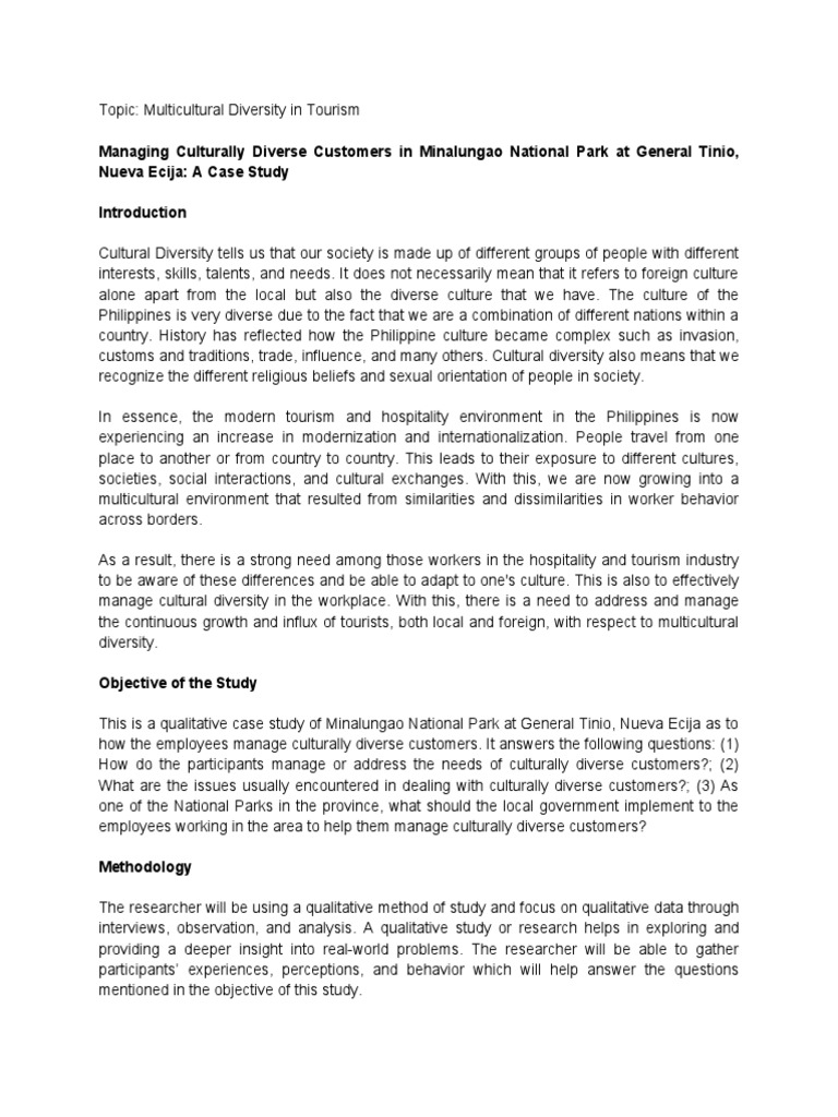 Case Study (Multicultural Diversity in Tourism) | PDF | Qualitative ...