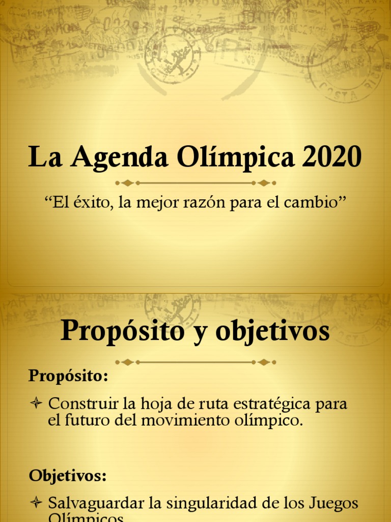Agenda Olímpica 2020: Futuro y Sostenibilidad | PDF | Juegos olímpicos ...