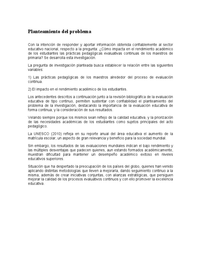 Ejemplo de Planteamiento Del Problema en Word 1 | PDF