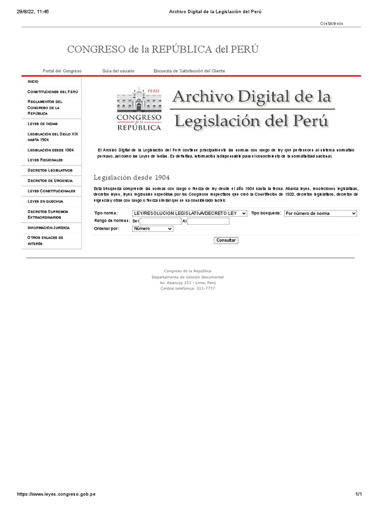 Archivo Digital de La Legislación Del Perú | PDF | Perú | Justicia