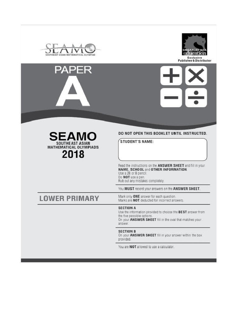 Seamo Paper A 2018-2020+seamo X 20&21 | PDF