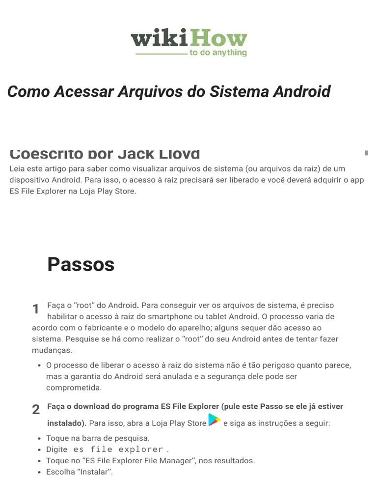 Como Acessar Arquivos Do Sistema Android - 9 Passos | Download grátis PDF | Android (sistema ...
