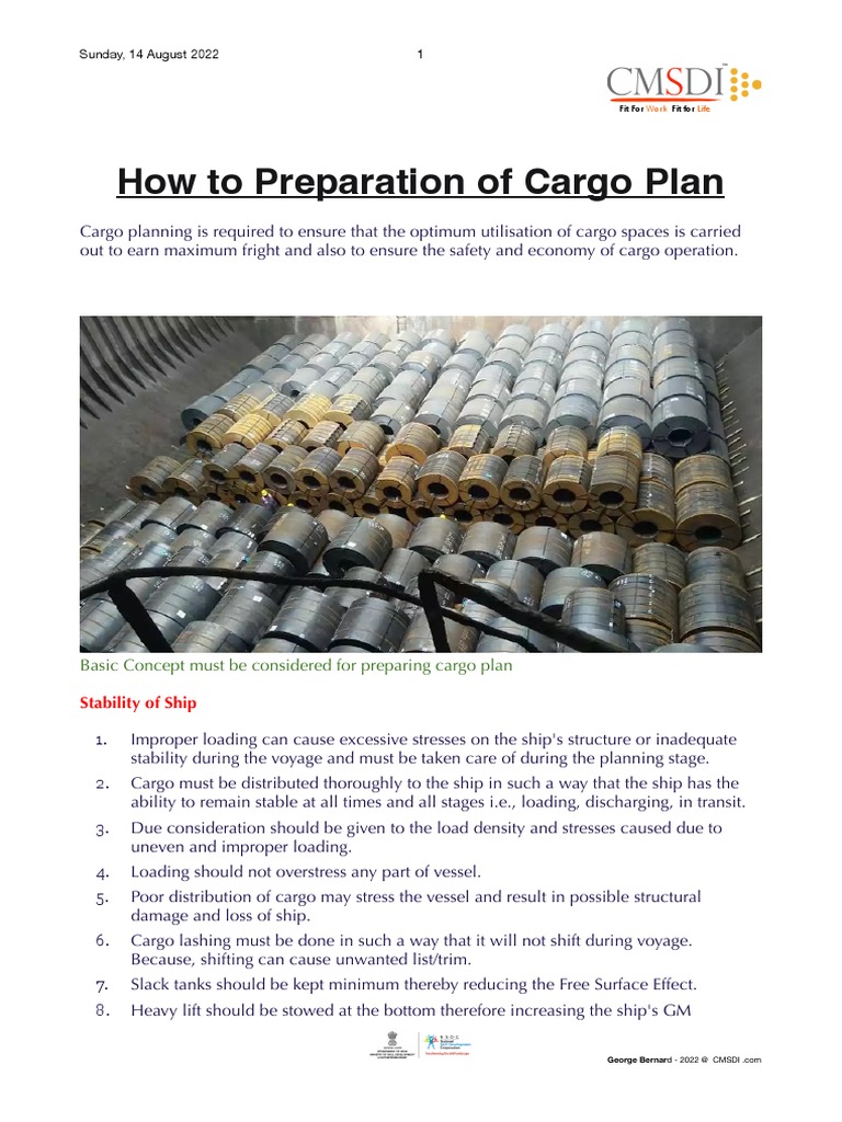 How To Preparation of Cargo Plan | Download Free PDF | Ships | Cargo