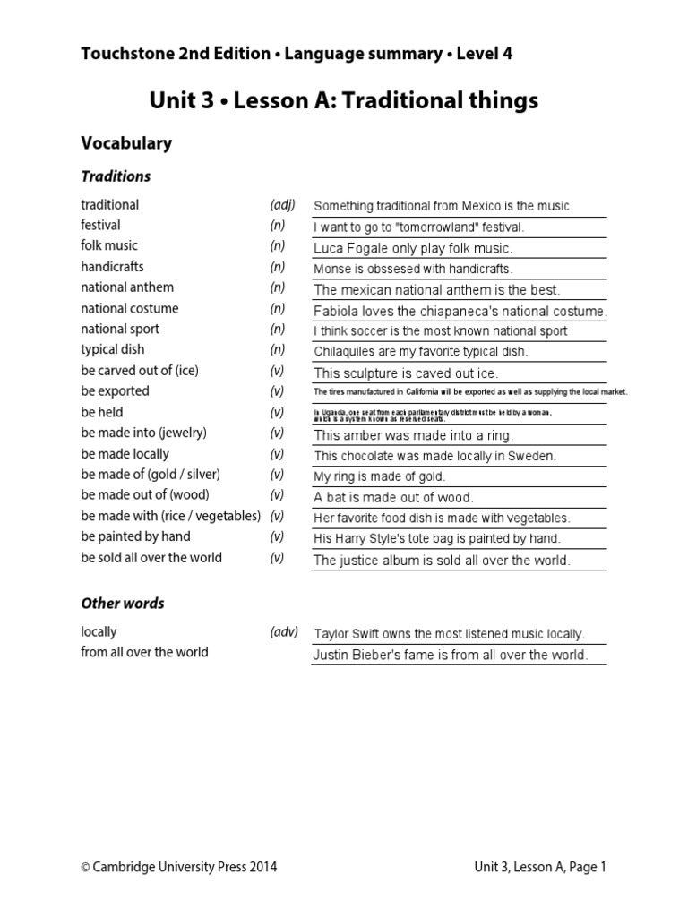 Lesson A Unit 3 | PDF | Language Mechanics | Grammar