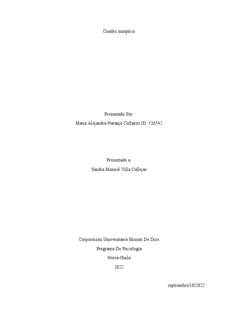 Cuadro Sinóptico | PDF | Comportamiento | Asistencia sanitaria preventiva