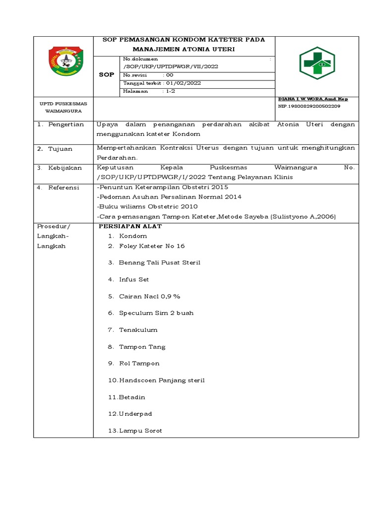 SOP Kateter Kondom Pada HPP | PDF