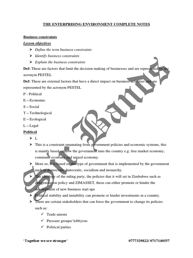 'O' Level Business Enterprise Skills (The Enterprising Environment Full ...