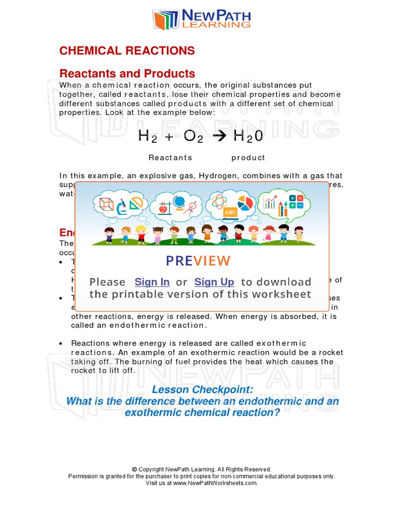 Study Guide Science Grade 8 Chemical Reactions 1 | PDF | Chemical ...