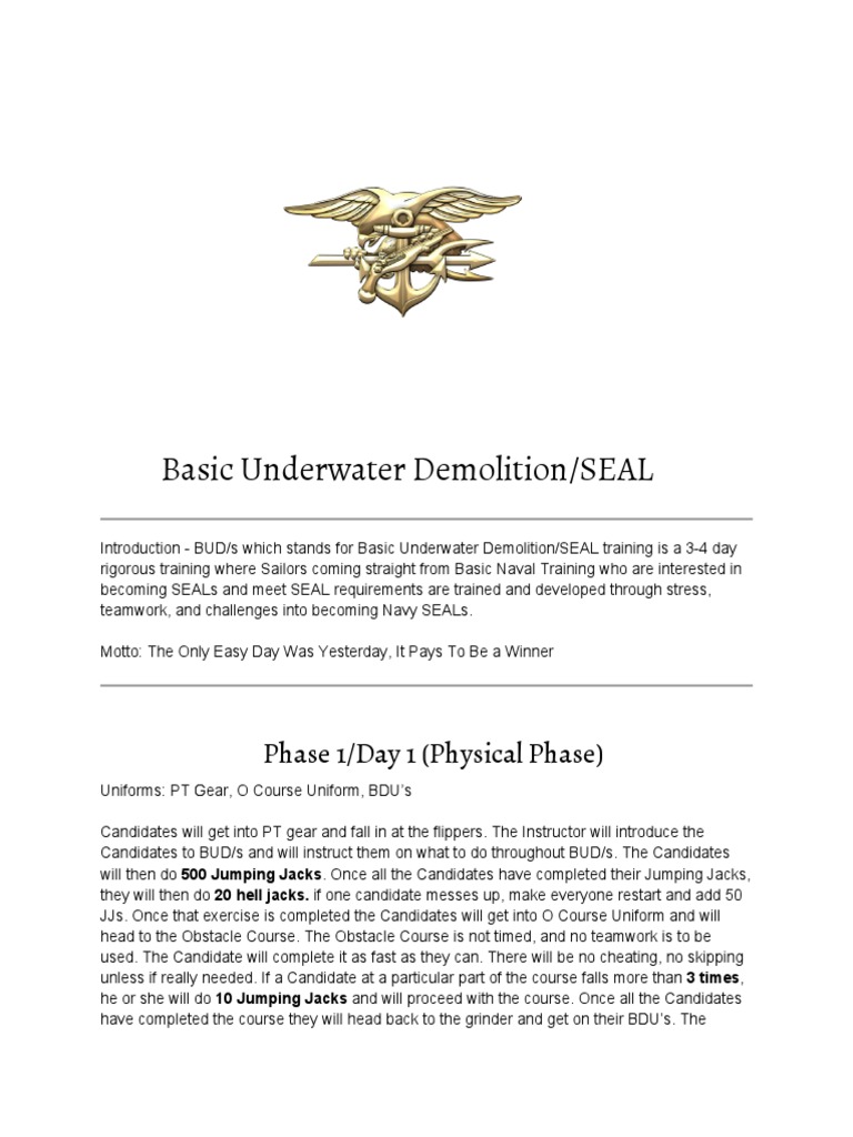Basic Underwater Demolition - SEAL | PDF | Military Organization ...