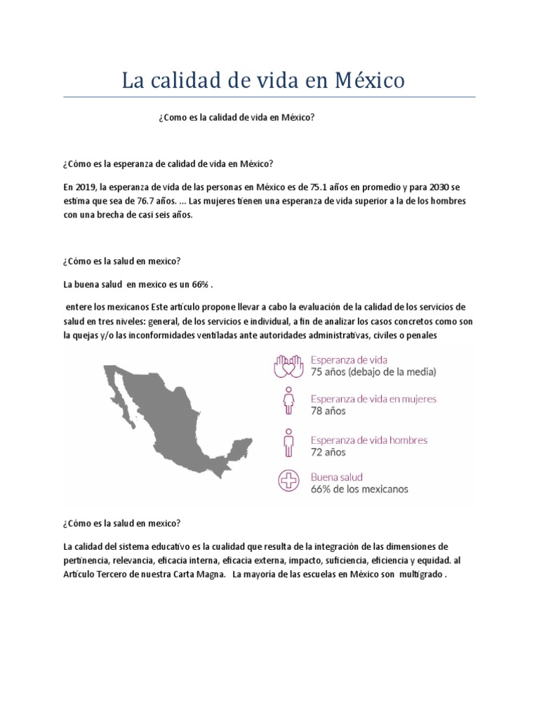 Calidad y esperanza de vida en México | PDF