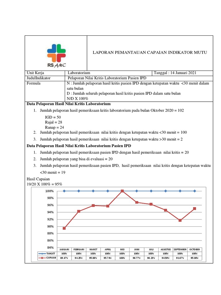 Laporan Pemantauan Capaian Indikator Mutu Oktober - Desember 2020 | PDF