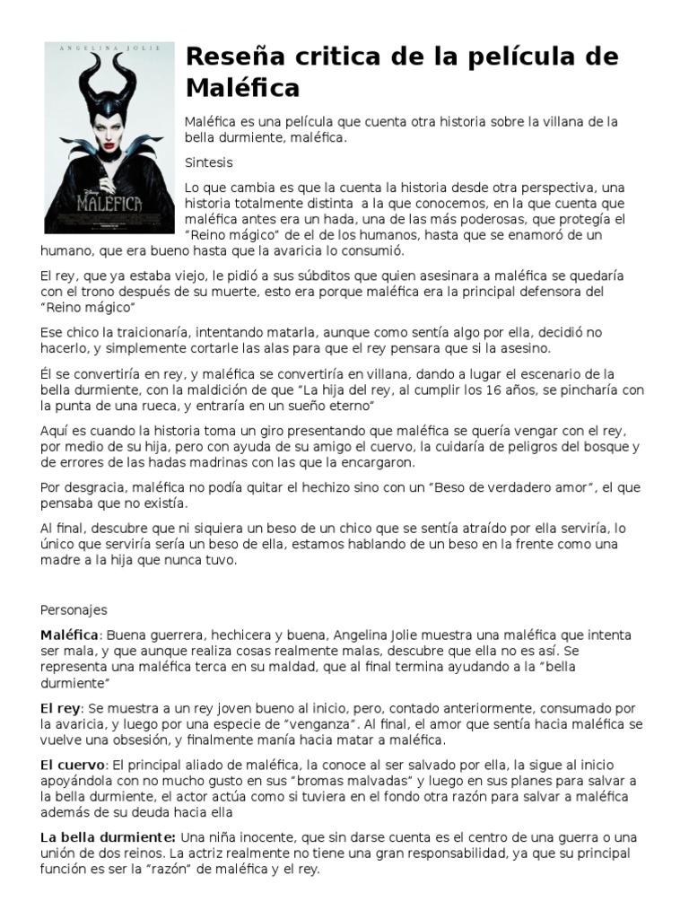 Resena Critica de La Pelicula de Malefica | PDF