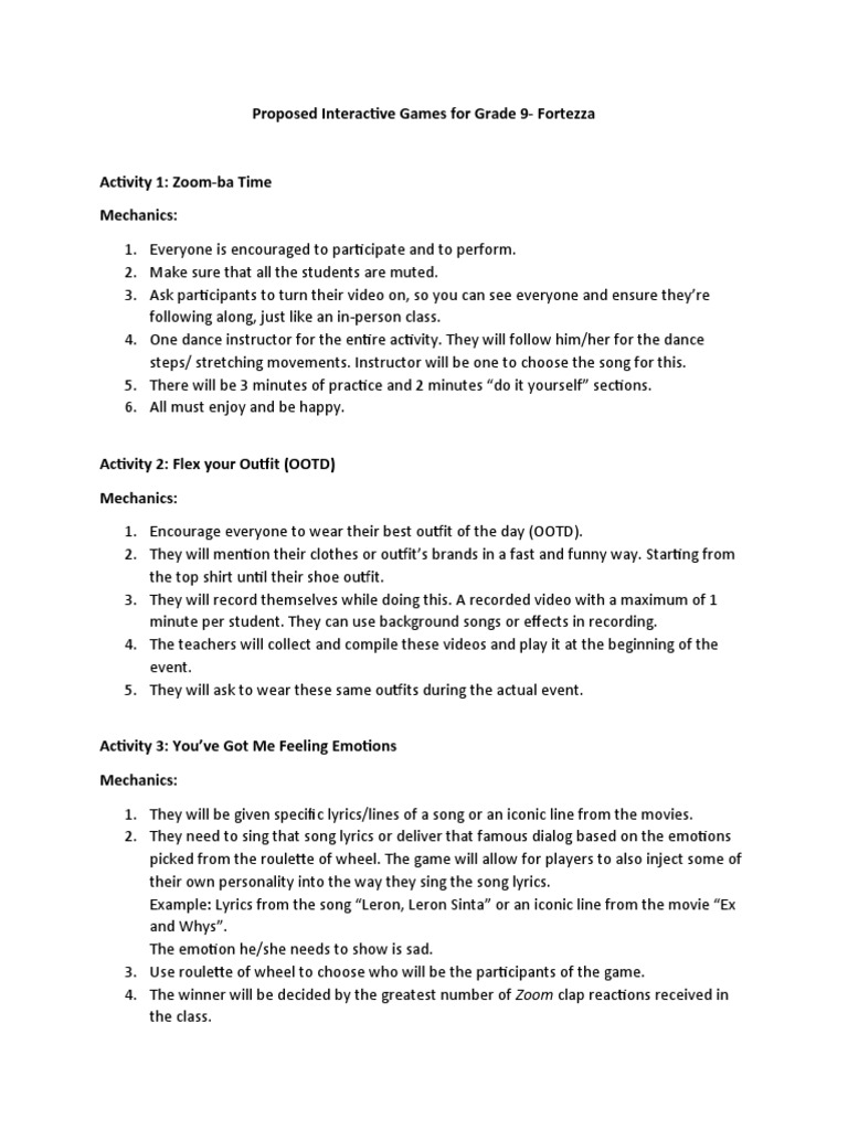 Games For Foundation Day | PDF