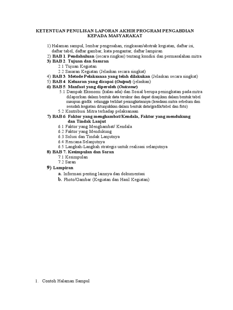 Format Laporan Akhir Pengabdian Masyarakat (KKN) Fix | PDF