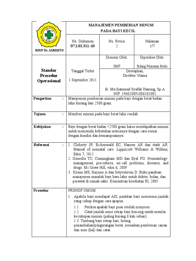 63 - Manajemen Pemberian Minum Pada Bayi Kecil Rev New | PDF